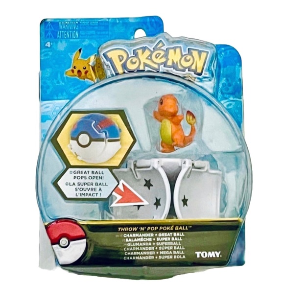 Tomy | Toys | Pokemon Throw N Pop Pokeball Charmander Great Ball Figure ...
